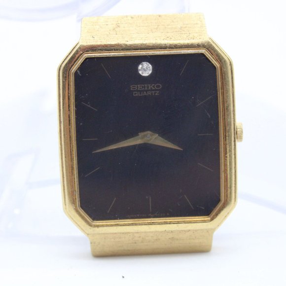 Seiko | Accessories | Vintage Seiko Watch Mens Gold Tone Stainless Steel Classic Retro Black ...